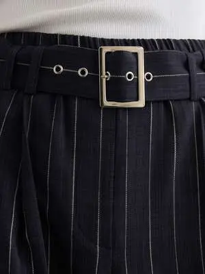 REISS Rae Pinstripe Belted Wide-leg Trousers