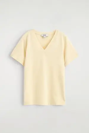 Cos Cotton V-neck T-shirt - Beige