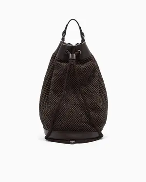 Giorgio Armani Raffia And Leather Backpack