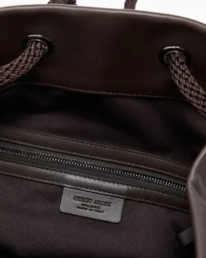 Giorgio Armani Raffia And Leather Backpack