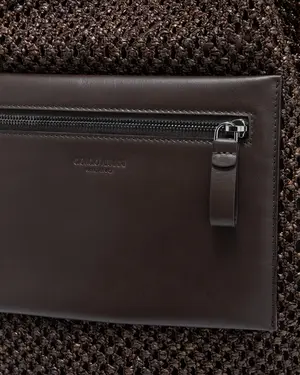 Giorgio Armani Raffia And Leather Backpack