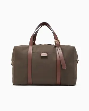 Giorgio Armani Canvas And Leather Duffle Bag - Brown