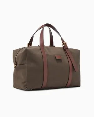 Giorgio Armani Canvas And Leather Duffle Bag - Brown