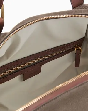 Giorgio Armani Canvas And Leather Duffle Bag - Brown