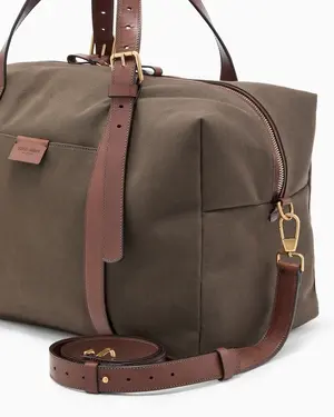 Giorgio Armani Canvas And Leather Duffle Bag - Brown