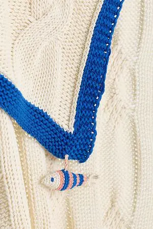 Anthropologie Juni Cotton Knit Throw With Charms