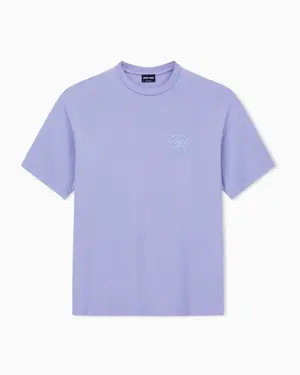 Giorgio Armani Cotton And Modal T-shirt With Embroidery - Purple