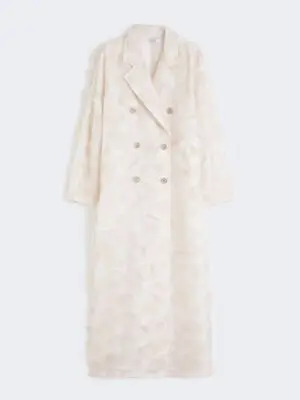 Max Mara Fil Coupé Jacquard Overcoat - Sand