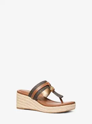 Michael Kors Zoe Logo Wedge Sandal - Brown