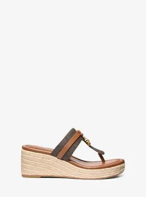 Michael Kors Zoe Logo Wedge Sandal - Brown