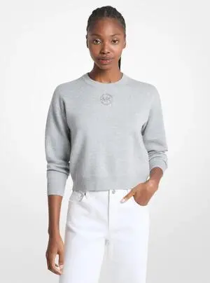 Michael Kors Logo Embellished Cotton-blend Sweater - Grey