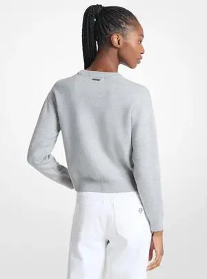 Michael Kors Logo Embellished Cotton-blend Sweater - Grey