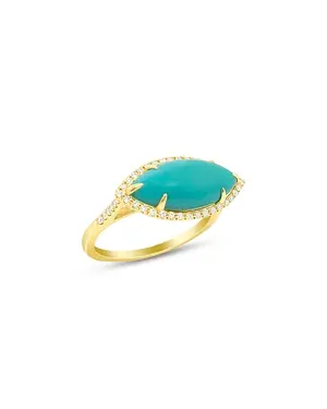 Meira T 14k Yellow Turquoise & Diamond Ring - Gold