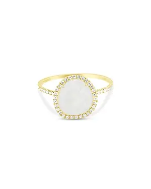 Meira T 14k Yellow Rainbow Moonstone And Diamond Ring - Gold