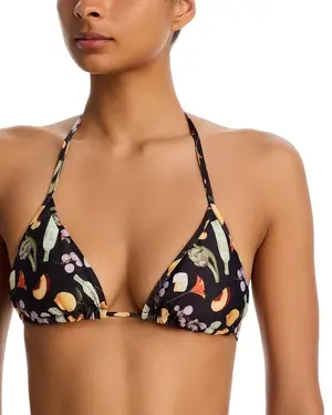Aqua X Lisa Says Gah Printed Bikini Top - Black Multi