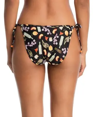 Aqua X Lisa Says Gah Printed Bikini Bottom - Black Multi