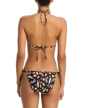 Aqua X Lisa Says Gah Printed Bikini Bottom - Black Multi