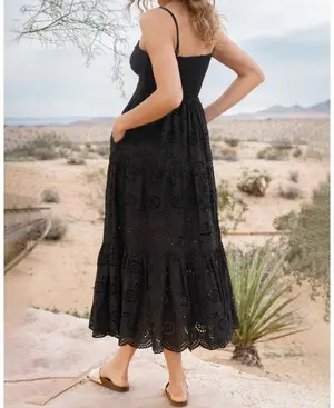 CHANGE OF SCENERY Jillian Embroidered Eyelet Tiered Maxi Dress