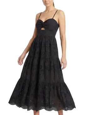 CHANGE OF SCENERY Jillian Embroidered Eyelet Tiered Maxi Dress