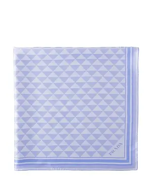 Prada Jacquard Silk Scarf 90x90 Light Blue