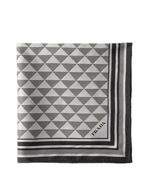 Prada Jacquard Silk Scarf 55x55 Black