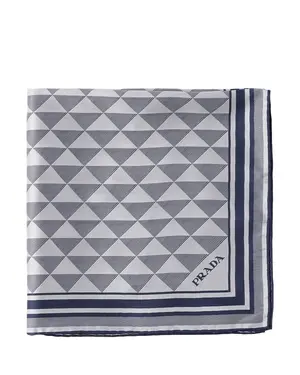 Prada Jacquard Silk Scarf 55x55 Blue