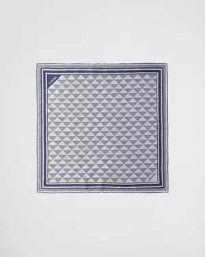 Prada Jacquard Silk Scarf 55x55 - Blue