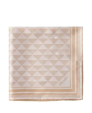 Prada Jacquard Silk Scarf 55x55 - Brown