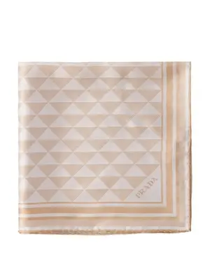 Prada Jacquard Silk Scarf 55x55 Brown