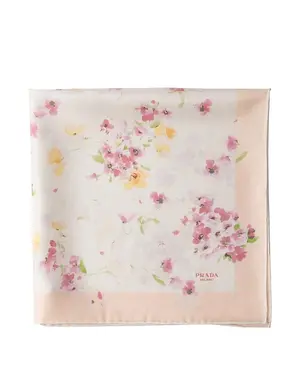 Prada Jacquard Silk Scarf 55x55 Green