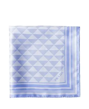 Prada Jacquard Silk Scarf 55x55 Light Blue