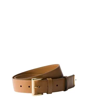 Prada Prada Saffiano Leather Belt With Enamel Triangle Logo Brown