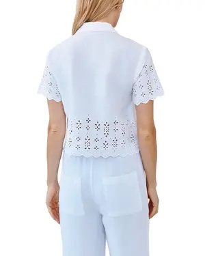 Bella Dahl Short Sleeve Embroidered Button Down Top
