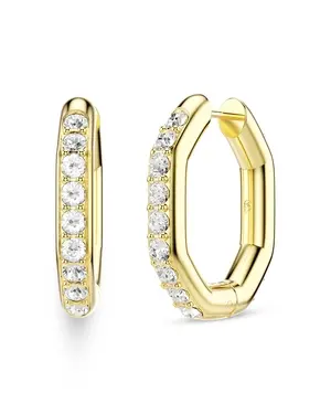SWAROVSKI Dextera Crystal Octagon Hoop Earrings - Gold