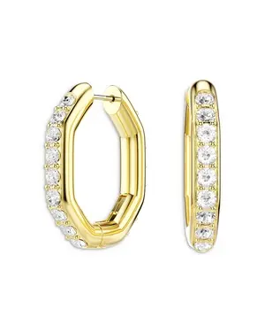 SWAROVSKI Dextera Crystal Octagon Hoop Earrings - Gold