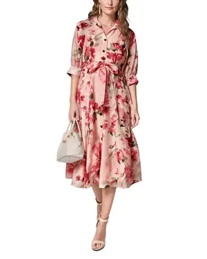 Donna Karan New York Floral Print Midi Dress - Geranium Multi