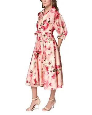 Donna Karan New York Floral Print Midi Dress - Geranium Multi