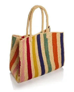 Aqua Raffia Tote
