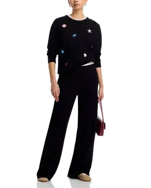 Aqua Macy Wide Leg Sweatpants - Black