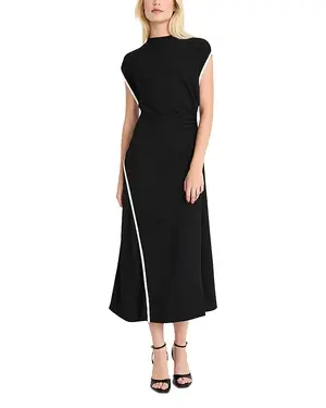 LUXELY Sleeveless Draped Midi Dress