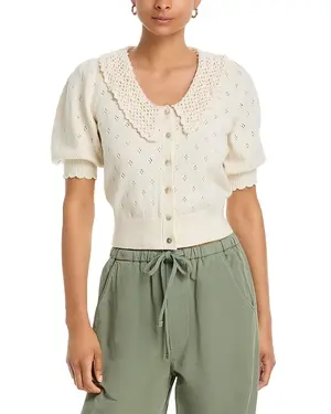 Rails Pointelle Cardigan With Crochet Collar
