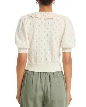 Rails Pointelle Cardigan With Crochet Collar