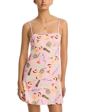Aqua Printed Mini Dress - Pink