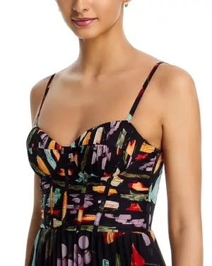 Aqua Sleeveless Printed Maxi Dress