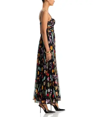 Aqua Sleeveless Printed Maxi Dress
