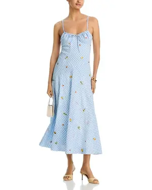 Aqua Check Maxi Dress - Blue