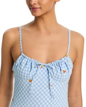 Aqua Check Maxi Dress - Blue