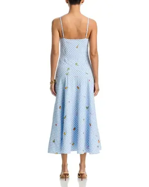 Aqua Check Maxi Dress - Blue