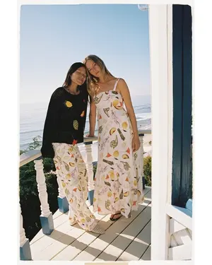 Aqua Printed Eyelet Maxi Dress - Multi