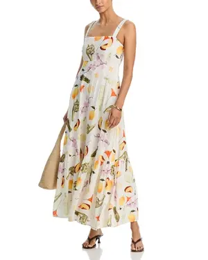 Aqua Printed Eyelet Maxi Dress - Multi
